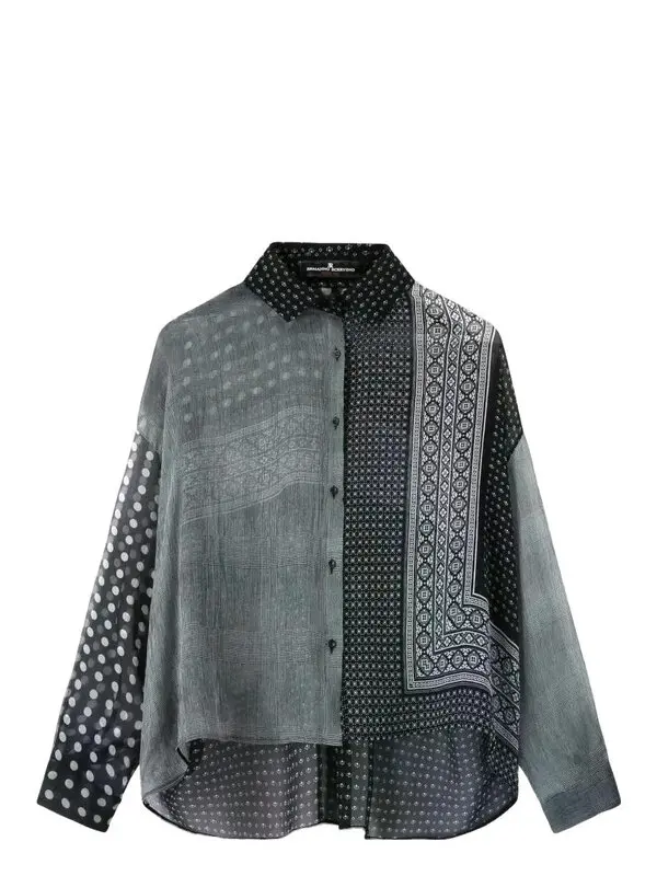 Ermanno Scervino Silk Patchwork Print Shirt - Black