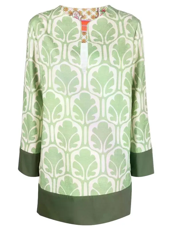La DoubleJ Graphic Print Mini Dress - Green