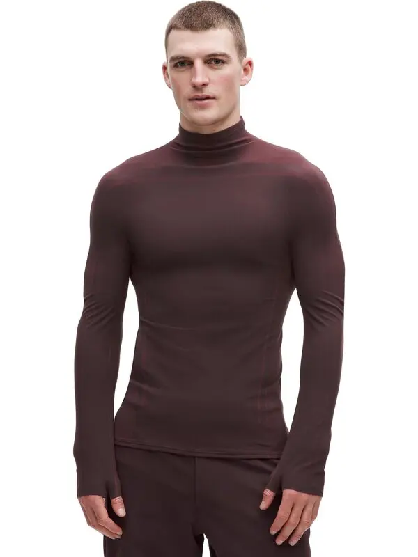 Lululemon Team Canada Seamless Mock Neck Base Layer - Black Garnet/cardinal