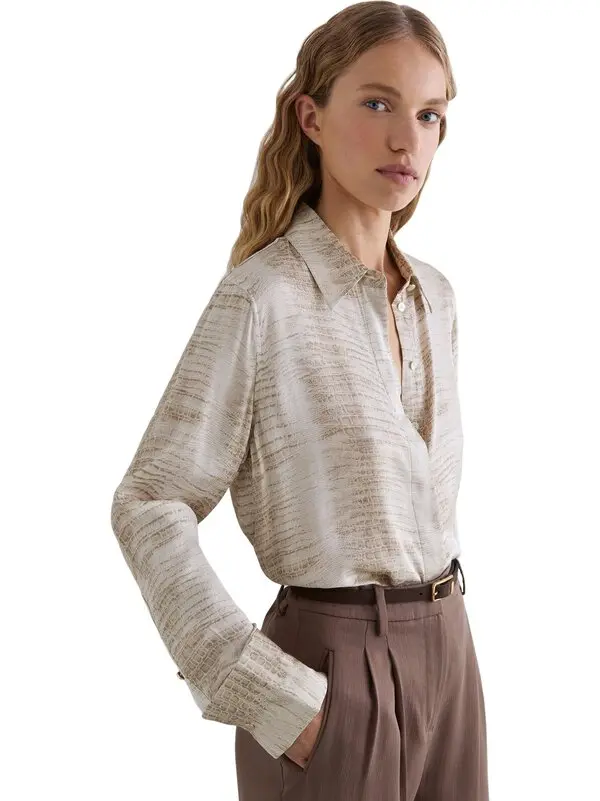 REISS Annie Snake-print Shirt - Neutral