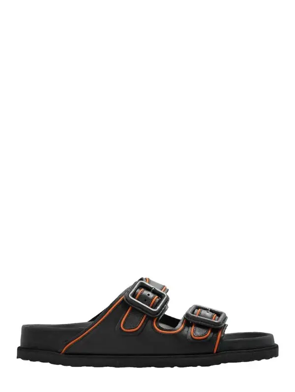 BIRKENSTOCK Arizona Buckle-fastening Leather Slides - Black