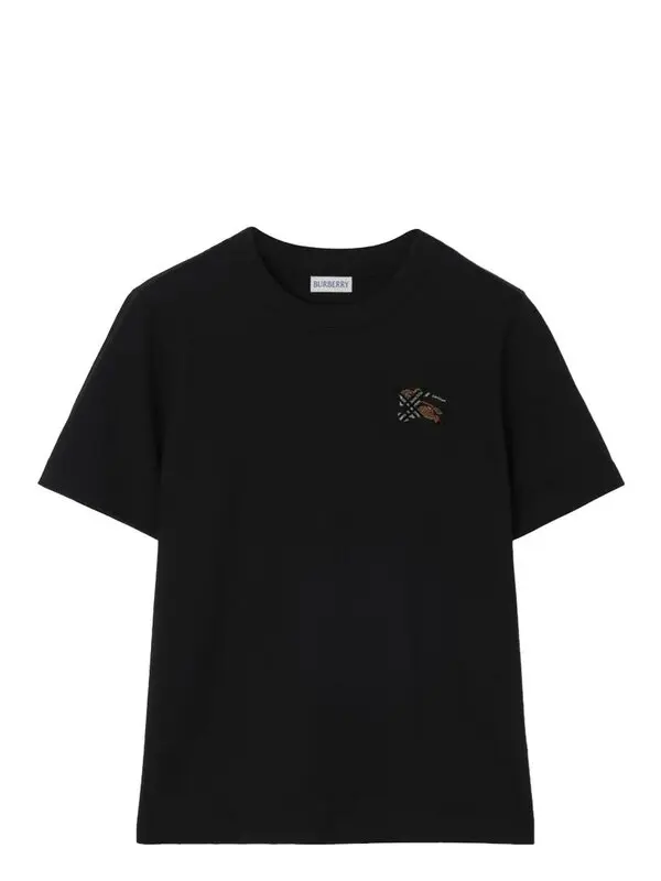 Burberry Knight Check Cotton T-shirt - Black