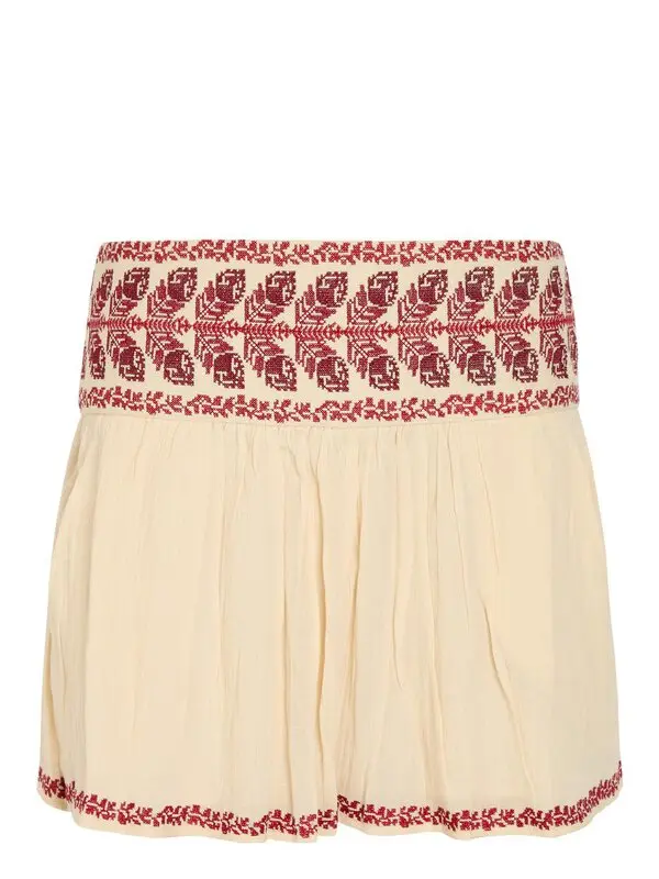 Isabel Marant Embroidered Cotton Mini Skirt - Beige