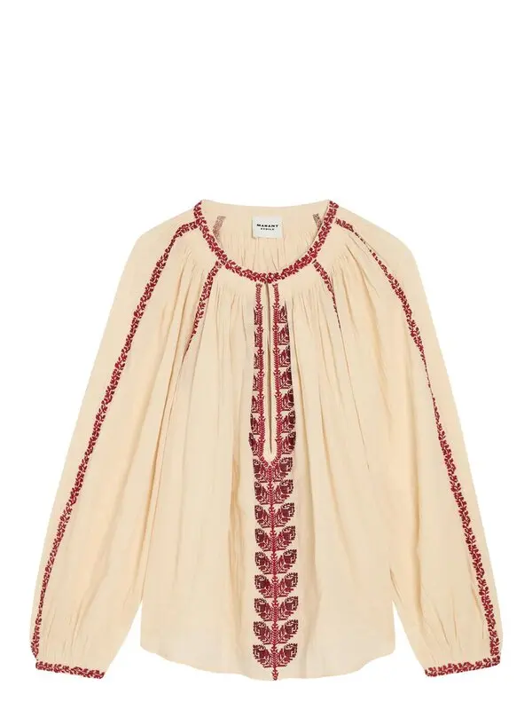 Isabel Marant Lena Embroidered Cotton Blouse - Beige
