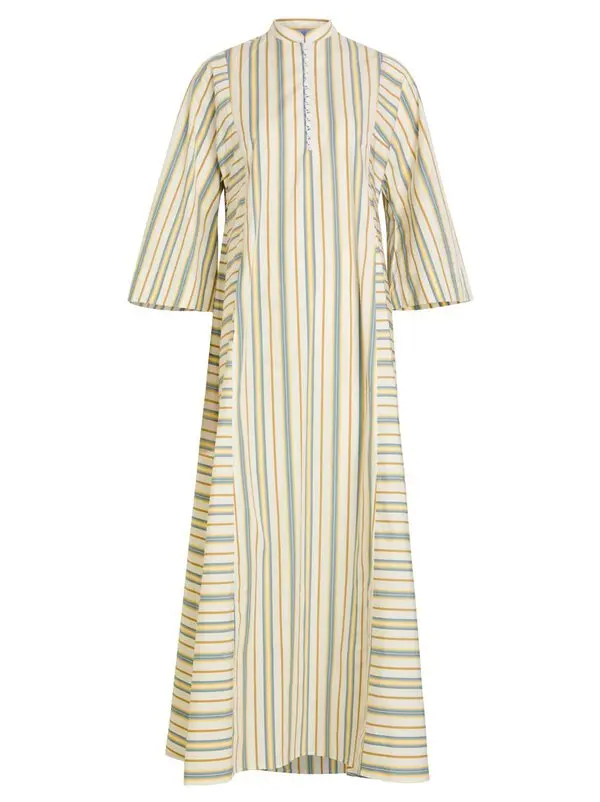 Thierry Colson Striped Cotton Maxi Dress - Yellow