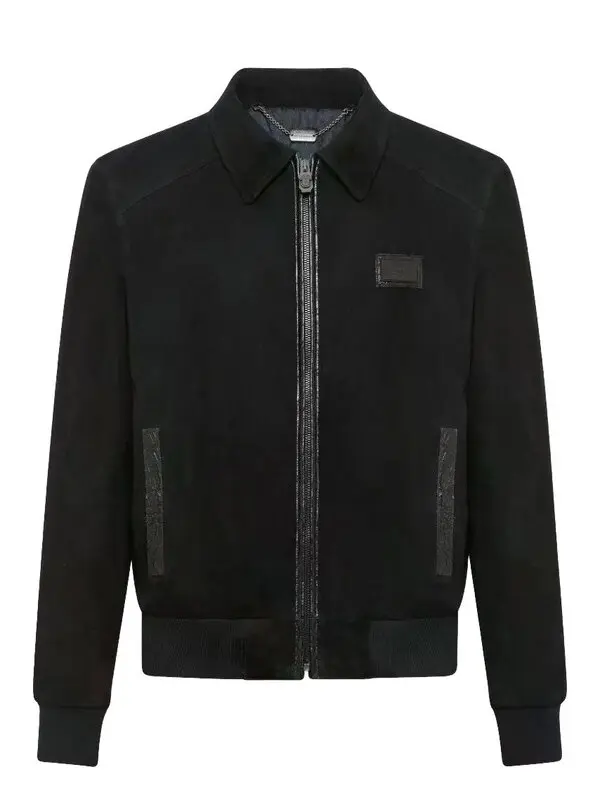 BILLIONAIRE Logo Patch Bomber Jacket - Black