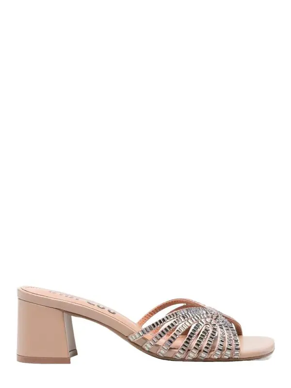 BIBI LOU Serabi Embellished Leather Sandals - Neutrals