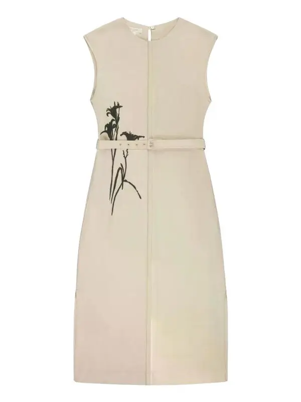 SLOWEAR Belted Floral Print Midi Tunic - Neutrals