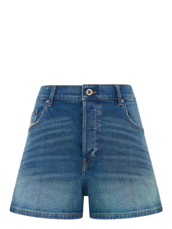 DIESEL® Distressed High-waisted Denim Shorts - Blue