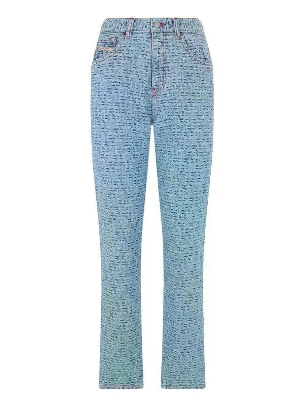 DIESEL® Monogram Print Straight-leg Jeans - Blue