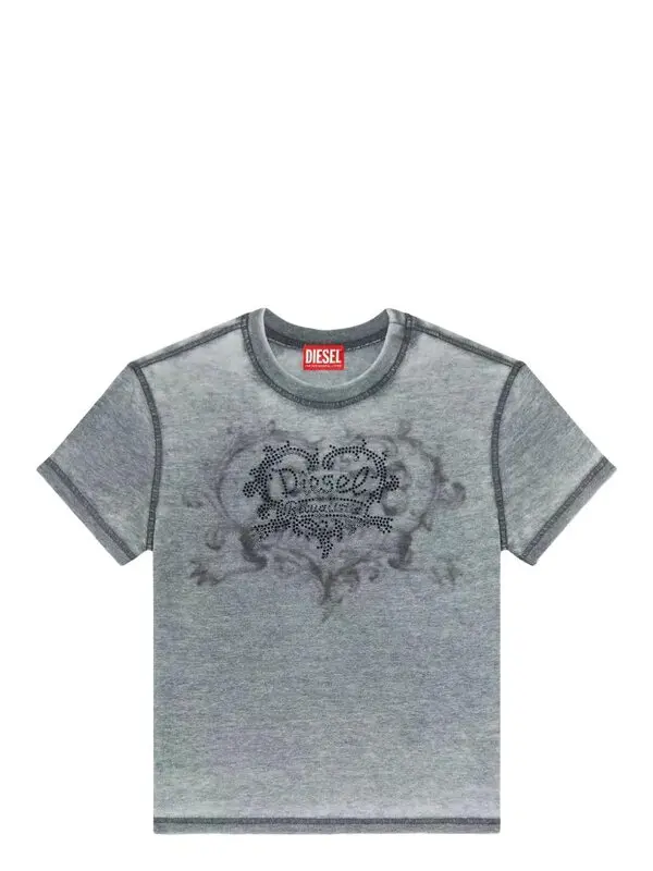 DIESEL® Rhinestone Embellished Burnout Effect T-shirt - Grey