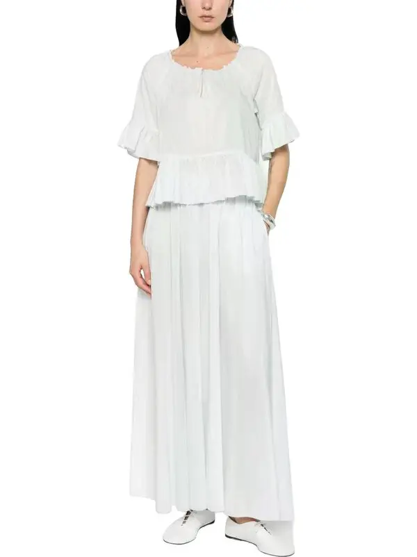SUSANNE BOMMER Ruffled Blouse With Keyhole Neckline - Blue