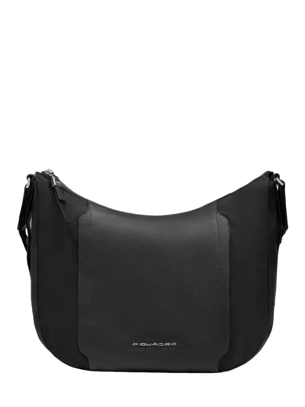 PIQUADRO Leather Trim Shoulder Bag - Black