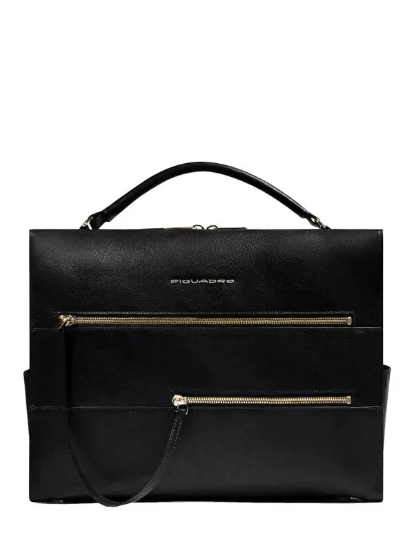 PIQUADRO Leather Laptop Bag - Black