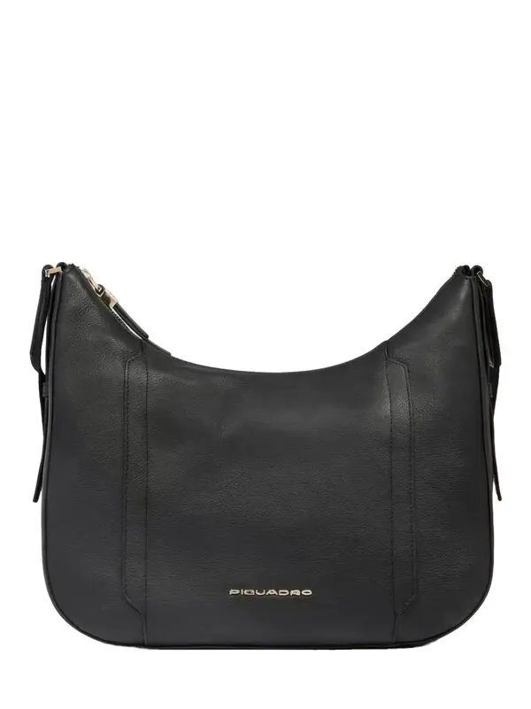 PIQUADRO Logo-lettering Leather Crossbody Bag - Black