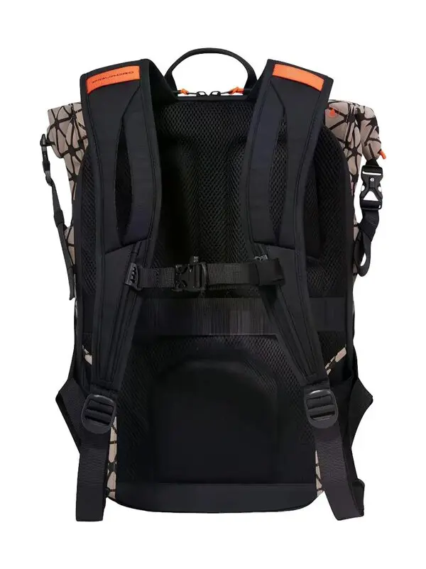 PIQUADRO Geometric Pattern Roll-top Backpack - Neutrals