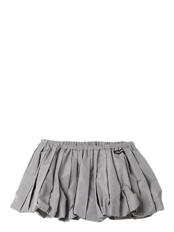 Miu Miu Technical Fabric Pleated Miniskirt - Lead Gray