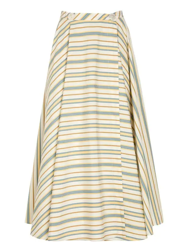 Thierry Colson Audrey Striped Cotton Midi Wrap Skirt - Yellow