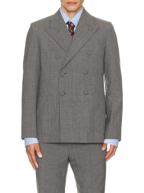 Valentino Garavani Double Breasted Wool Jacket - Nero & Grigio