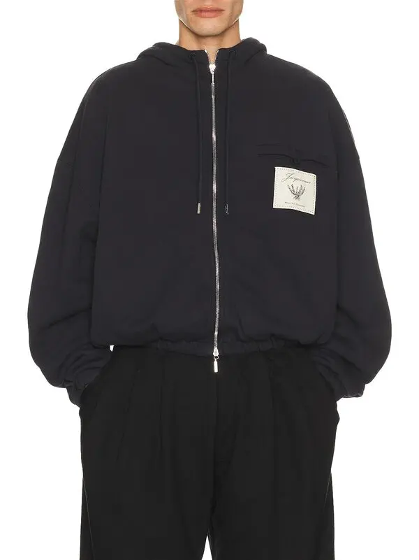 Jacquemus Le Hoodie Torneo Zip Up Hoodie - Rosemary Label Dark Navy