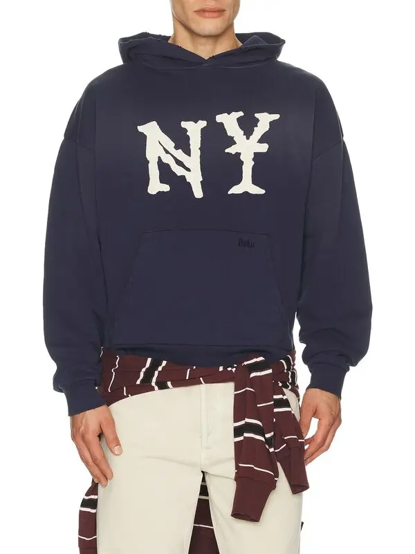 DUKE + DEXTER Ny Embroidered Hoodie - Navy