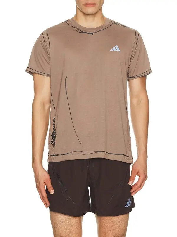 ADIDAS X SONG FOR THE MUTE Running Tee In Brown - Trace Brown