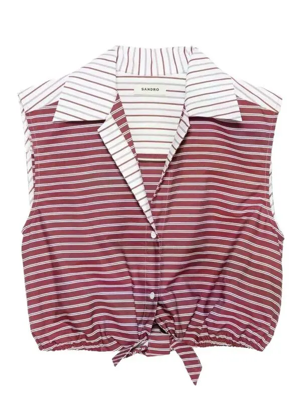 Sandro Striped Tie-hem Shirt - Red