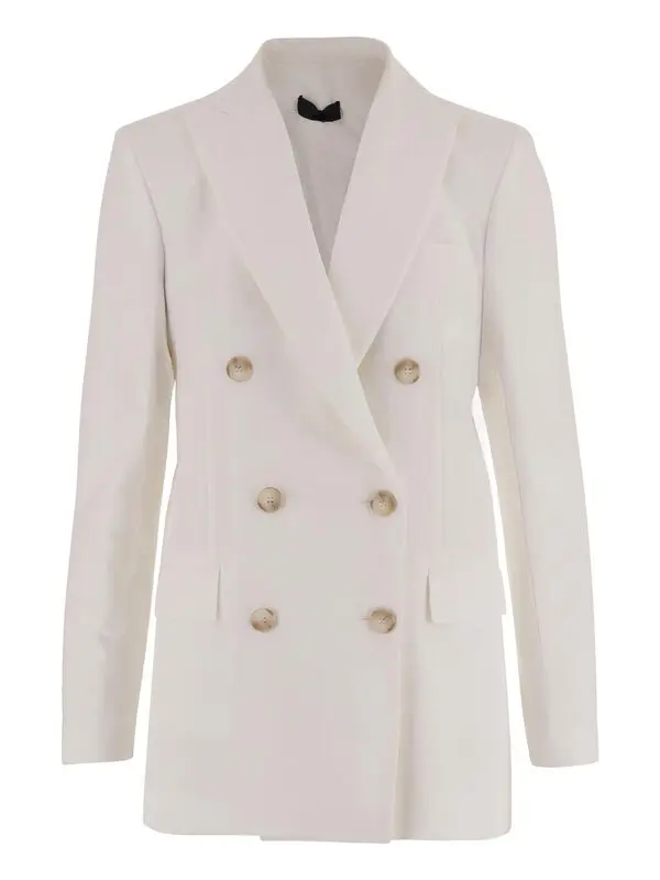 F.IT Double Breasted Viscose And Linen Jacket - White