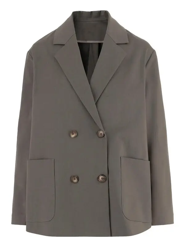 F.IT Stretch Cotton Double Breasted Jacket - Grey