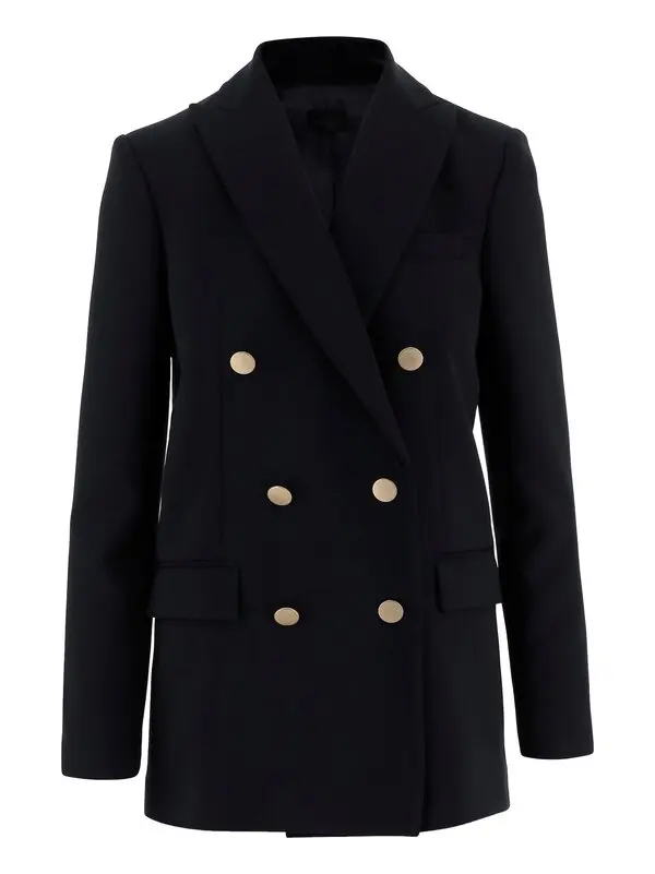 F.IT Double Breasted Stretch Nylon Jacket - Blue