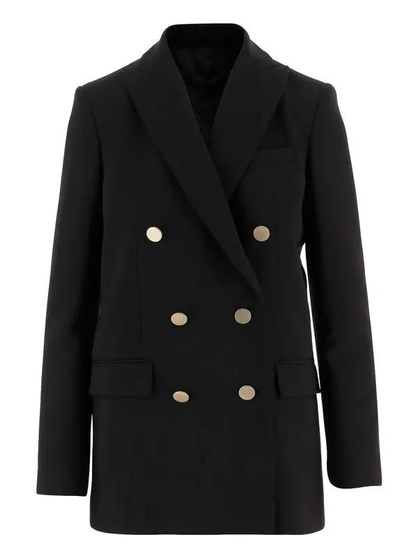 F.IT Double Breasted Stretch Nylon Jacket - Black
