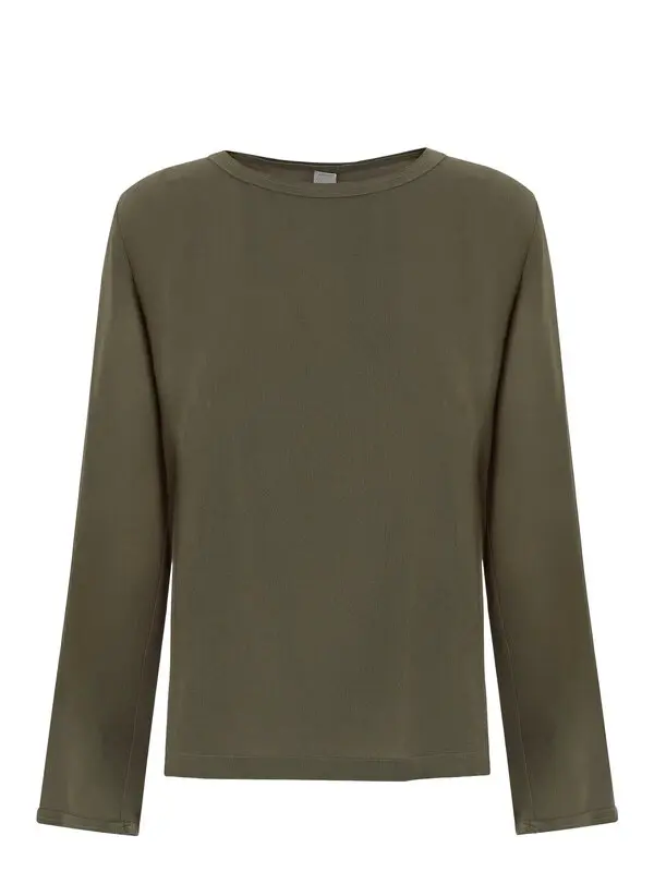 Q WINS Silk Knit Long Sleeve Top - Green