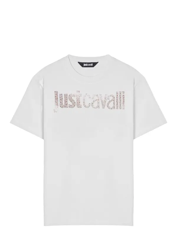 Just Cavalli Cotton T-shirt With Logo Embellishment - White