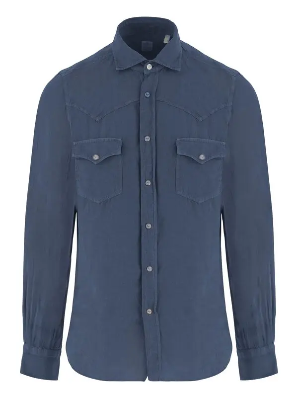 FINAMORE 1925 Linen Shirt - Blue