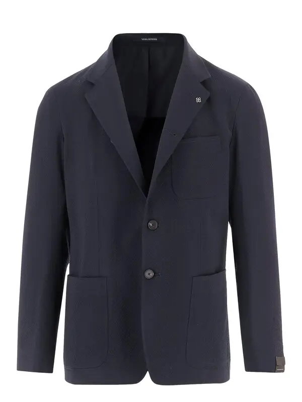 Tagliatore Single-breasted Stretch Wool Jacket - Blue