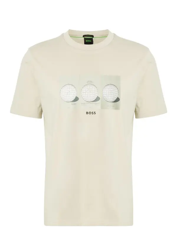 Hugo Boss Printed Cotton T Shirt - Beige