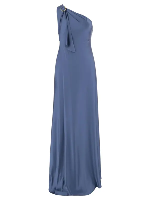 Ralph Lauren One-shoulder Satin Charmeuse Dress - Blue