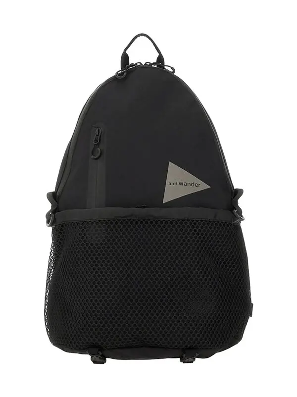 AND WANDER Cotton Blend Backpack With Mesh Pocket - Black