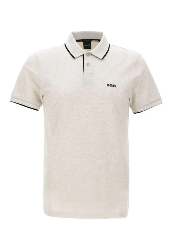 Hugo Boss Stretch Cotton Polo Shirt With Logo - Light Grey