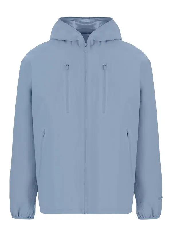 SAVE THE DUCK Nylon Hooded Jacket With Zip Closure - Clear Blue
