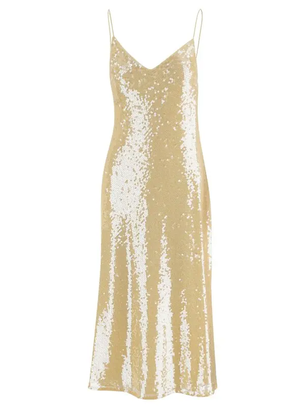 Ralph Lauren Sequin V-neck Dress - Giallo