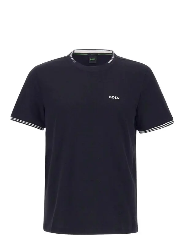 Hugo Boss Stretch Cotton T Shirt With Logo - Blue