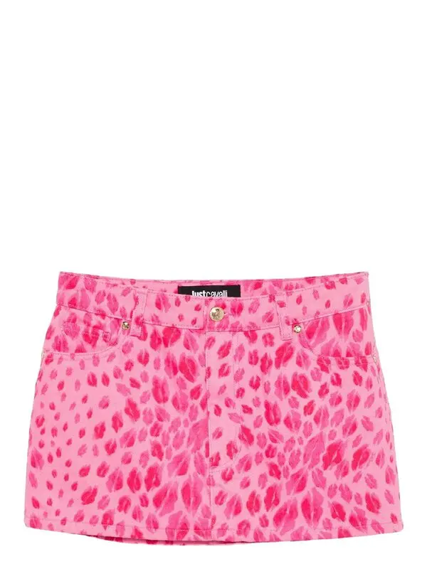 Just Cavalli Printed Cotton Mini Skirt - Pink