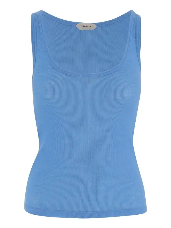 Versace Wool Ribbed Top - Light Blue
