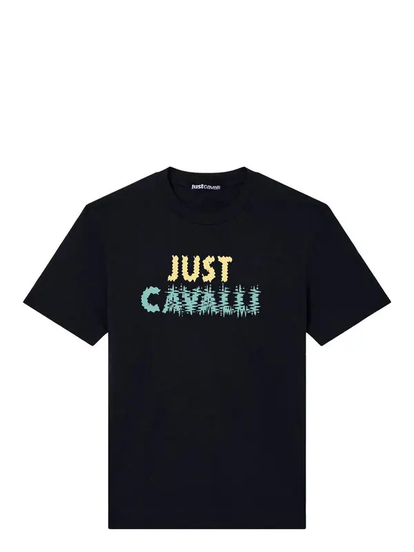 Just Cavalli Cotton T Shirt With Logo - Black
