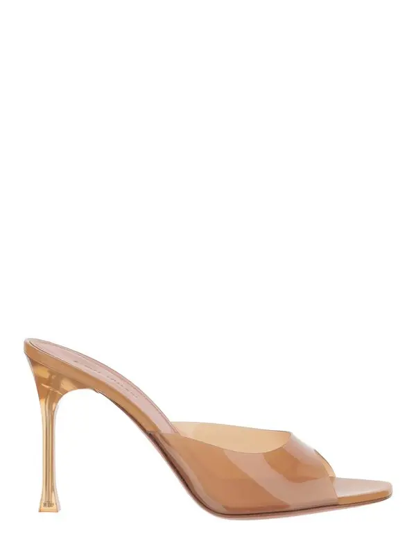 Amina Muaddi Alexa Glass Sandals - Beige