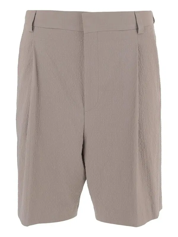 Hugo Boss Stretch Cotton Shorts With Pleats - Beige