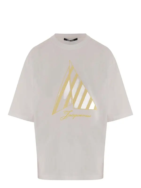 Jacquemus Cotton T-shirt With Embroidered Logo - Bianco