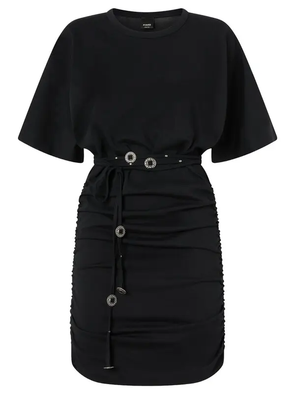 Pinko Cotton Dress With Decorative Belt - Black