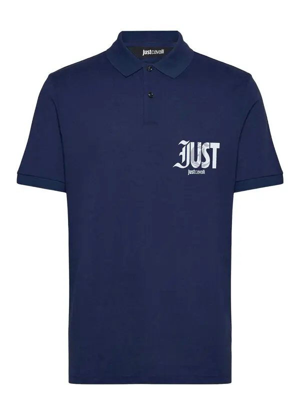 Just Cavalli Cotton Polo Shirt With Logo - Navy